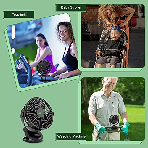 Minthouz Clip on Fan, 4000mAh Portable Fan Rechargeable Battery Operated Fan, Upgraded Quieter & Stronger Wind Personal Fan, 4 Speeds Desk Fan with Clamp,Mini Fan for Baby Stroller Bedroom Home Office