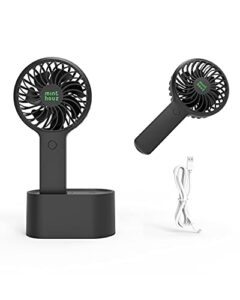 minthouz handheld fan, 90° automatic head shaking personal fan with rotating base, 3 speed adjustable portable fan rechargeable desk fan with 2000mah built-in battery, mini fan for office/home/outdoor