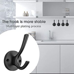 Black Hooks ZUONAI 6 Pack Matte Black Coat Hooks for Hanging Coats and Hat Hook Heavy Duty Door Towel Hooks for Bathrooms Wall Mounted Double Metal Robe Hook Kitchen Hanger Sturdy Coat Locker Single