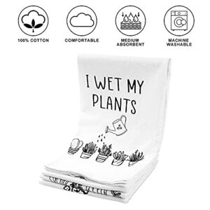 Vastsea Plant Gifts for Plant Lovers-I Wet My Plants Funny Kitchen Dish Towels,Plant Stuff,Unique Gifts for Women,Cactus Succulent Gifts,Housewarming Gifts for Gardeners,Crazy Plant Lady,Set of 4