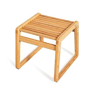 JIKUGO Bamboo Detachable Soft Square Chair - Dining Chair,Plain Bamboo Seat for Home and Kitchen(Wood Color)