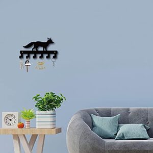 GORGECRAFT Black Key Holder Cast Iron Wall Hanger Coat Rack Wall Mounted Multi-Purpose Fox Shaped Home Decorative with 6 Hooks for Pet Leash Jewelry Keys Hat Backpack Clothes Umbrella Organizer