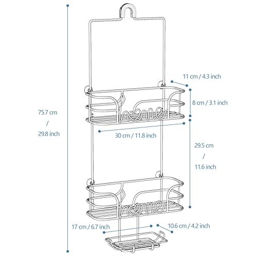 SRIWATANA Shower Caddy Organizer Hanging Over Head, Bathroom Shower Rack Hanger No-Rust with Soap Dish - Black