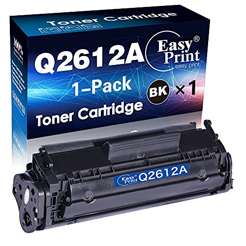 EASYPRINT Compatible 12A 2612A Toner Cartridges Used for HP Laserjet 1010/ 1012/ 1015/ 1018/ 1022/ 1022N/ 1022NW/ 1020/ 3015MFP/ 3020MFP/ 3030MFP/ 3050MFP/ 3052MFP/ 3055MFP/ 3050Z, (1x Black)