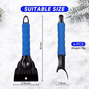 4 Pieces 10 Inch Car Ice Scrapers Frost Snow Scraper Frost Ice Removal Tools Plastic Ice Shovel Scraper with Foam Grip for Car Truck Windshield Home Window