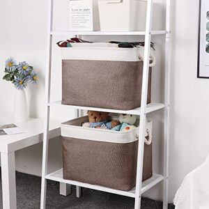 Bidtakay Baskets Set Fabric Storage Bins-White&Earthy Brown Bundled Baskets of 2 Large Baskets 16" X 11.8" X 11.8" + 6 Small Baskets 11.8" X 7.8" X 5"