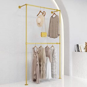 smlttel industrial pipe clothing rack wall mounted,metal commercial clothes racks for hanging clothes,vintage retail garment rack display rack cloths rack,2 tier deluxe design