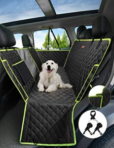 nzonpet 4-in-1 dog car seat cover, 100% waterproof scratchproof dog hammock with big mesh window, durable nonslip dog seat cover, pets dog back seat cover protector for cars trucks suvs - green