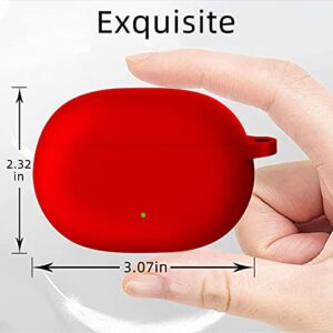 Silicone Case Compatible with Beats Studio Buds Case with Key Ring, Protective Cover for Studio Buds Cover with Keychain Front LED Visible Shockproof - Not Include Earbuds (Red)