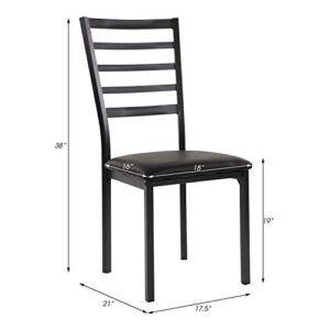 Lexicon Arin Faux Leather Metal Frame Dining Chairs (Set of 4), 19" SH, Black