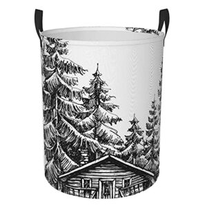 laundry basket,a wooden cabin in pine forest idyllic winter,collapsible laundry baskets,clothes hampers for laundry,laundry bin waterproof lining-medium