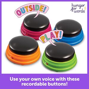 Hunger for Words Talking Pet Starter Set - 4 Piece Set Recordable Buttons for Dogs, Talking Dog Buttons, Teach Your Dog to Talk, Talking Pet, Dog Training Games, Dog Buttons for Communication