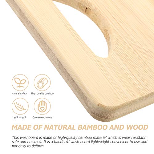 Cabilock Bamboo Washboard Clothes Washboard Anti Slip Laundry Cleaning Board Manual Clothes Washing Tool for Home School 50X17CM