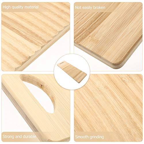 Cabilock Bamboo Washboard Clothes Washboard Anti Slip Laundry Cleaning Board Manual Clothes Washing Tool for Home School 50X17CM