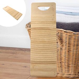 Cabilock Bamboo Washboard Clothes Washboard Anti Slip Laundry Cleaning Board Manual Clothes Washing Tool for Home School 50X17CM