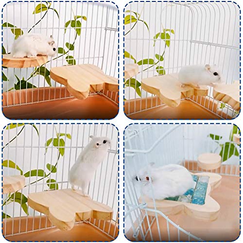 5 Pcs Hamster Cage Platform Set, Wooden Chinchilla Stand Board Pet Rest Platform with Screw Nut Washer Cage Accessories Cage Platform for Small Animal Pet Birds Parrots Gerbils