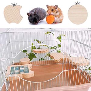 5 Pcs Hamster Cage Platform Set, Wooden Chinchilla Stand Board Pet Rest Platform with Screw Nut Washer Cage Accessories Cage Platform for Small Animal Pet Birds Parrots Gerbils