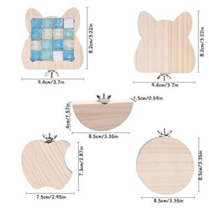 5 Pcs Hamster Cage Platform Set, Wooden Chinchilla Stand Board Pet Rest Platform with Screw Nut Washer Cage Accessories Cage Platform for Small Animal Pet Birds Parrots Gerbils