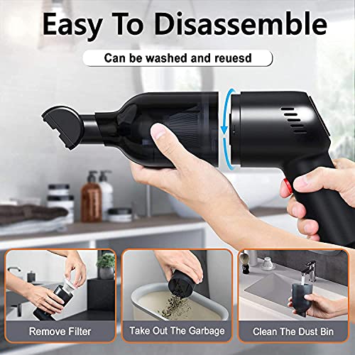 LIKOVSCI 120W High Power Car Vacuum Cleaner Cordless Rechargeable 8000Pa Small Handheld Vacuum for Wet/Dry/Car/Home/Office/Pet Hair/Computer