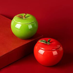 Mozacona Ceramic Apple Shape Container Food Storage Jar with Lid