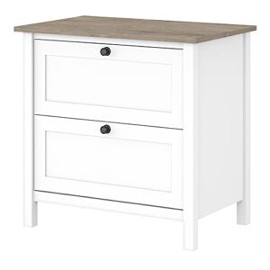 bush furniture mayfield 2 drawer lateral file cabinet, pure white and shiplap gray