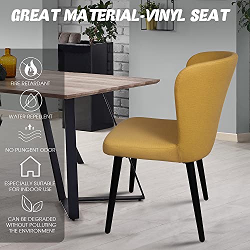 LUCKYERMORE Kitchen Dining Room Chair Set of 2 Leather Chair with Fire Retardant & Water Repellent Vinyl Seat, 400 LBS Weight Capacity Mustard