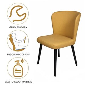 LUCKYERMORE Kitchen Dining Room Chair Set of 2 Leather Chair with Fire Retardant & Water Repellent Vinyl Seat, 400 LBS Weight Capacity Mustard