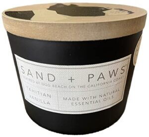 sand + paws tahitian vanilla scented candle, neutralizes pet odors, 2 wick, 12 oz (black - dog dad)