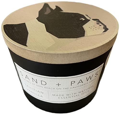 Sand + Paws Tahitian Vanilla Scented Candle, Neutralizes Pet Odors, 2 Wick, 12 Oz (Black - Dog Dad)