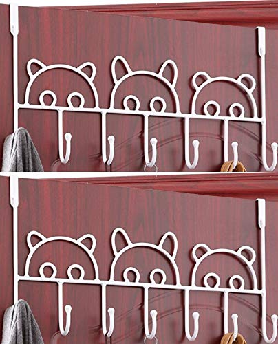 SHIMAJEE Animal Hanger Rack ( Set of 2 ) Over The Door Hanger Rack, Decorative Metal Door Hanger Holder for Coats, Clothes, Hats (White)