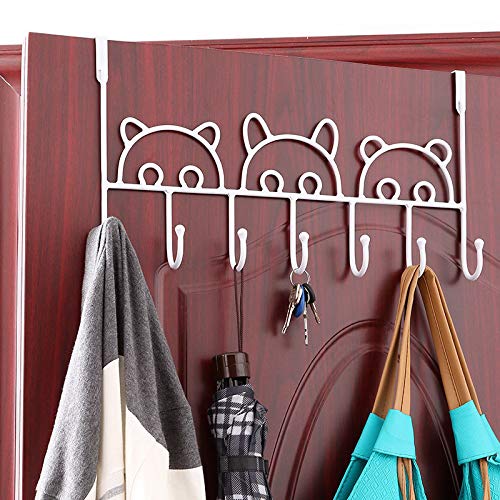 SHIMAJEE Animal Hanger Rack ( Set of 2 ) Over The Door Hanger Rack, Decorative Metal Door Hanger Holder for Coats, Clothes, Hats (White)