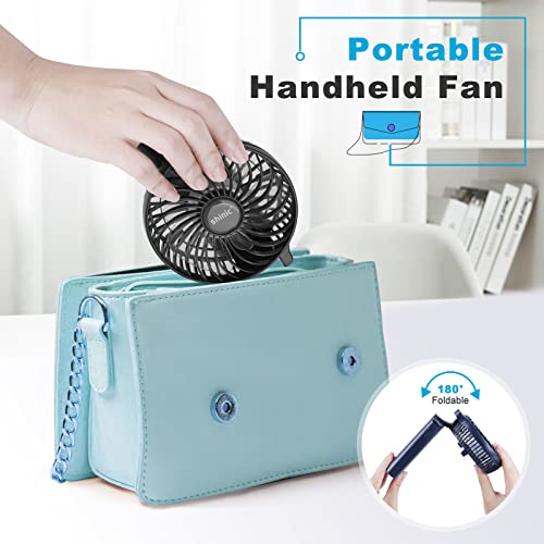 shinic Portable Handheld Fans 5200mAh, Rechargeable Personal Hand Fan with Power Bank, 5-20 Hrs Work Time, 3 Levels Strong Wind, 180° Foldable, Rechargeable Fan Portable for Outdoor Camping Travel