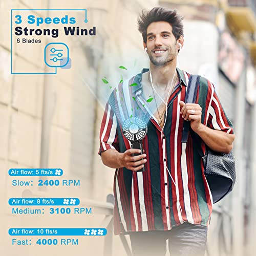 shinic Portable Handheld Fans 5200mAh, Rechargeable Personal Hand Fan with Power Bank, 5-20 Hrs Work Time, 3 Levels Strong Wind, 180° Foldable, Rechargeable Fan Portable for Outdoor Camping Travel