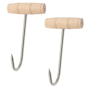 bonsicoky 2pcs meat hooks for butchering, 7 inch stainless steel t shaped butcher hooks for butcher shop, fish shop, roast duck restaurant