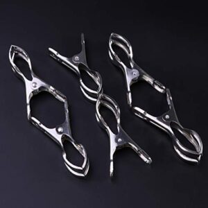 DOITOOL Clothespins, 6Pcs Stainless Steel Pinch Windproof Washing Rod Scissors Laundry Clothes Hanger Sustain Pinch Strong Medium Veranda Handrail Pinch Sheet Clips (Medium Opening Clips)