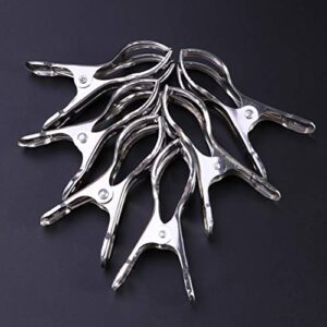 DOITOOL Clothespins, 6Pcs Stainless Steel Pinch Windproof Washing Rod Scissors Laundry Clothes Hanger Sustain Pinch Strong Medium Veranda Handrail Pinch Sheet Clips (Medium Opening Clips)