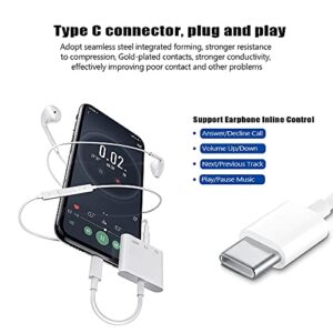 USB C to USB C Headphone Adapter or 3.5mm Trrs Aux Earphone with Charging, Type C Splitter Audio Converter, Compatible with Samsung, Google Pixel, HTC, Huawei etc