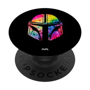 star wars the mandalorian beskar helmet rainbow tie dye popsockets popgrip: swappable grip for phones & tablets