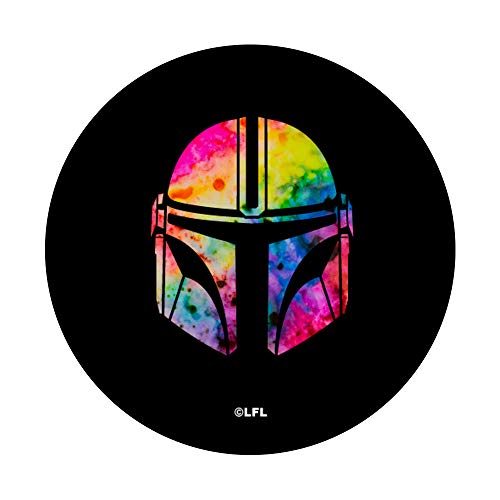 Star Wars The Mandalorian Beskar Helmet Rainbow Tie Dye PopSockets PopGrip: Swappable Grip for Phones & Tablets