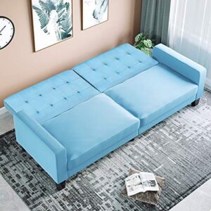 LTT Futon Sofa Bed, Loveseat Sofa Bed, Velvet Upholstered Modern Convertible Folding Futon Lounge Couch for Living Space, Apartment, and Dorm