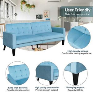 LTT Futon Sofa Bed, Loveseat Sofa Bed, Velvet Upholstered Modern Convertible Folding Futon Lounge Couch for Living Space, Apartment, and Dorm