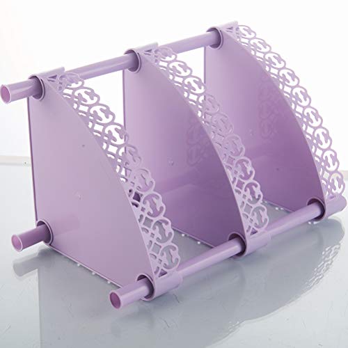 Amosfun Bathroom Organization and Storage Bathroom Three Layer Plastic Storage Shelves Rack Basket Corner Shelf Organizer Desk Stand Rack Bathroom Shelves for Home Household Kitchen (Triangle Purple)