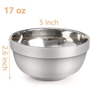 yarlung 10 Pack Stainless Steel Bowls, 17 Oz Snacks Bowls Lightweight Salad Bowls, Double-walled Metal Soup Bowls Serving Dishes for Sauces, Rice, Noodles, Ice Cream