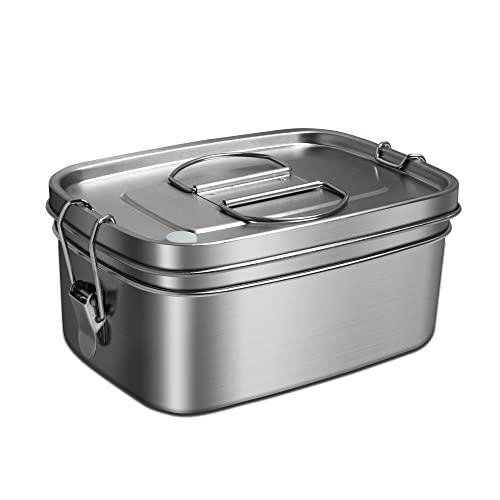 Afranti Stainless Steel Bento Lunch Box, Leak-Proof Bento Lunch Box for Kids 50OZ Stainless Bento Lunch Box for Adults Bento Box for Sandwich, Pasta and Fruit, Perfect for Work School Lunch