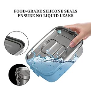 Afranti Stainless Steel Bento Lunch Box, Leak-Proof Bento Lunch Box for Kids 50OZ Stainless Bento Lunch Box for Adults Bento Box for Sandwich, Pasta and Fruit, Perfect for Work School Lunch