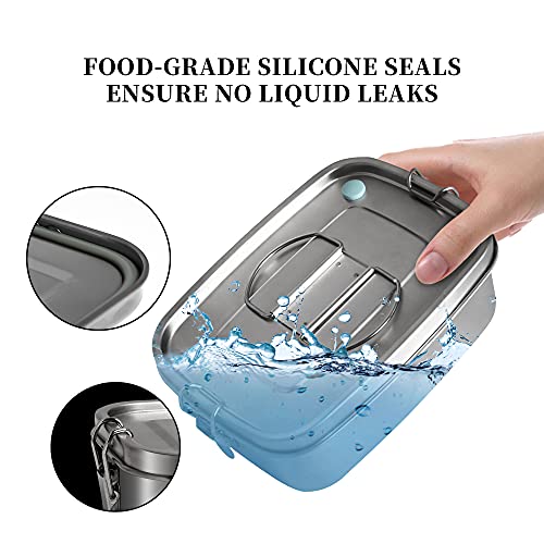 Afranti Stainless Steel Bento Lunch Box, Leak-Proof Bento Lunch Box for Kids 50OZ Stainless Bento Lunch Box for Adults Bento Box for Sandwich, Pasta and Fruit, Perfect for Work School Lunch