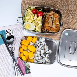 Afranti Stainless Steel Bento Lunch Box, Leak-Proof Bento Lunch Box for Kids 50OZ Stainless Bento Lunch Box for Adults Bento Box for Sandwich, Pasta and Fruit, Perfect for Work School Lunch