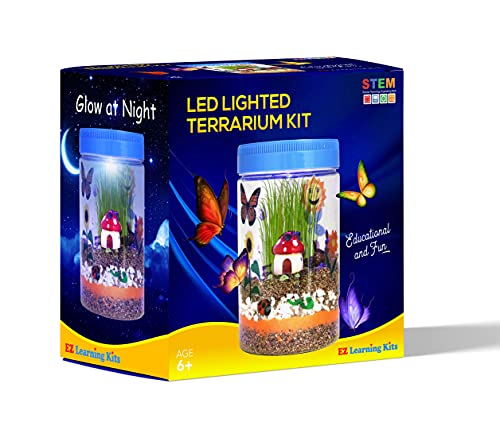 EZ Learning Kits BioResearch LED Lighted Terrarium Kit - Premium Quality, Crystal-Clear See-Through jar, for a Scientific Mind, 1 Count (Pack of 1)