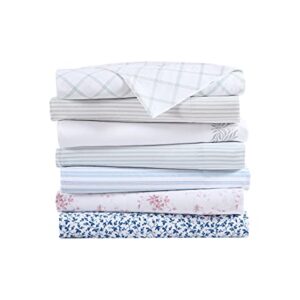 Laura Ashley Home - King Sheets, Soft Sateen Cotton Bedding Set - Sleek, Smooth, & Breathable Home Decor (Lavange Vine Indigo, 4 pieces, King)