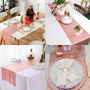 MTREO 10 Pack Sequin Table Runner 12" x 72" Rose Gold Sequin Table Cloth for Rectangle Tables Sparkle Table Covers for Wedding Engagement Birthday Party Holiday Decorations Baby Shower